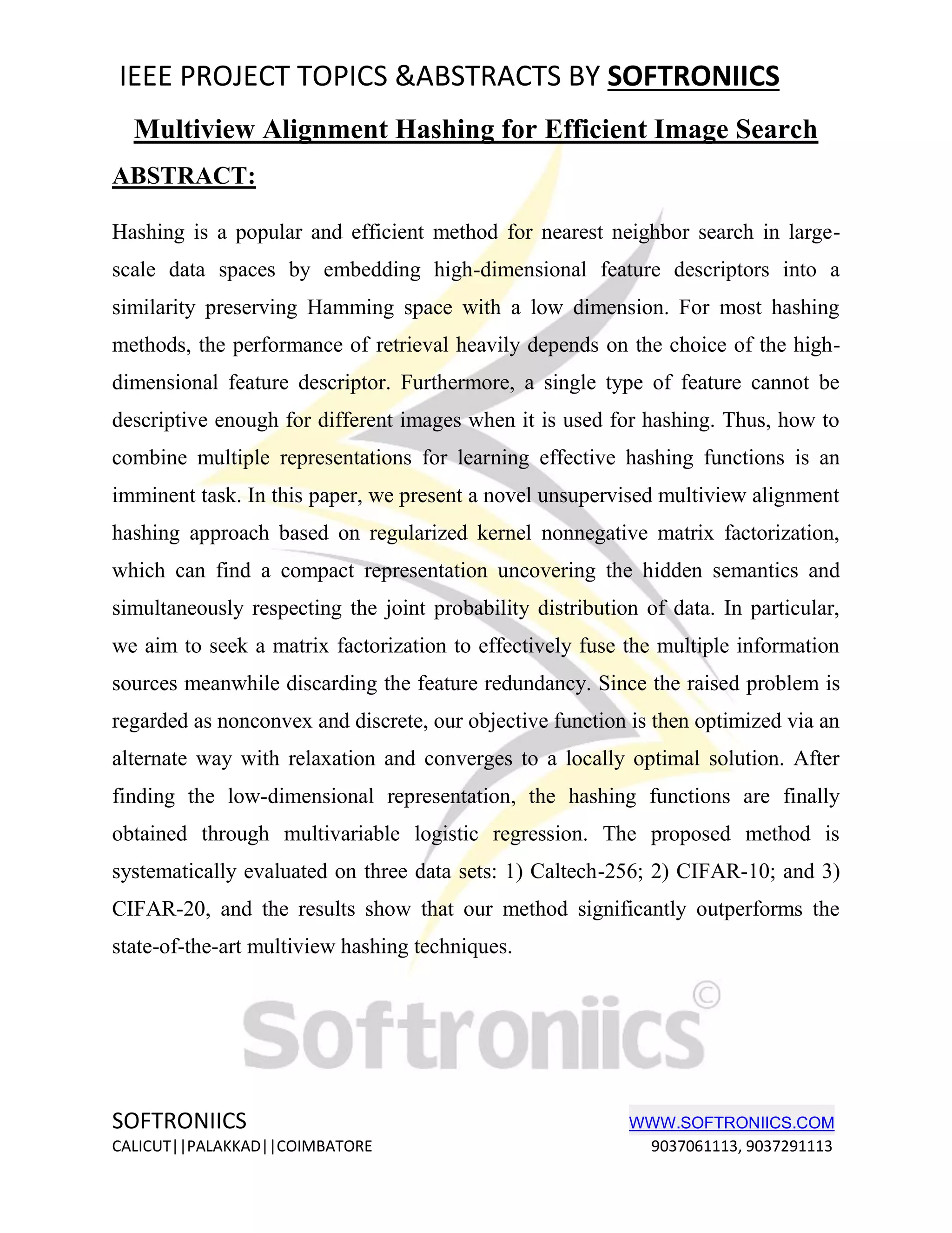 IEEE PROJECT TOPICS &ABSTRACTS on image processing | PDF