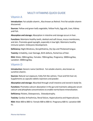 Multivitamins Quick Guide | PDF