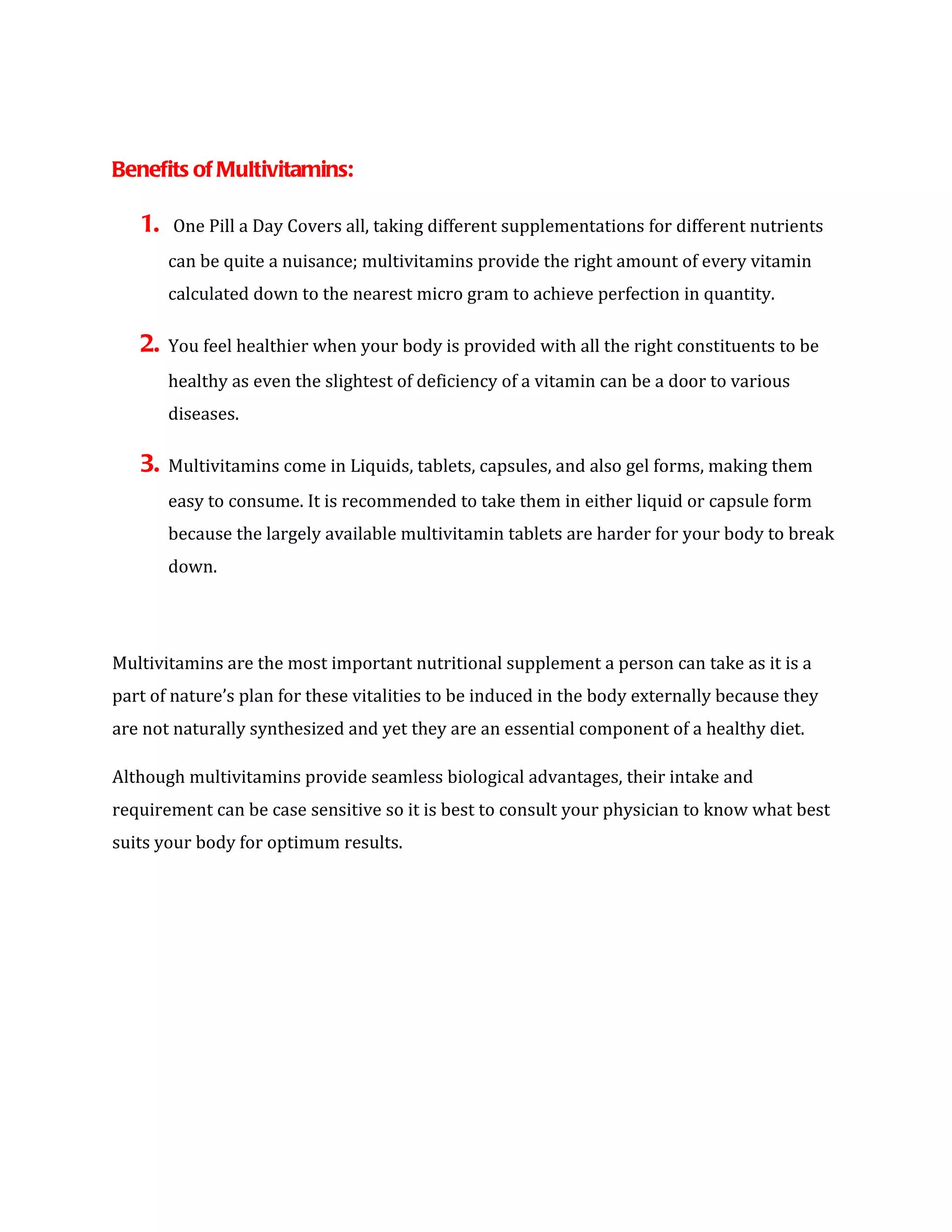 Multivitamins supplements | DOC