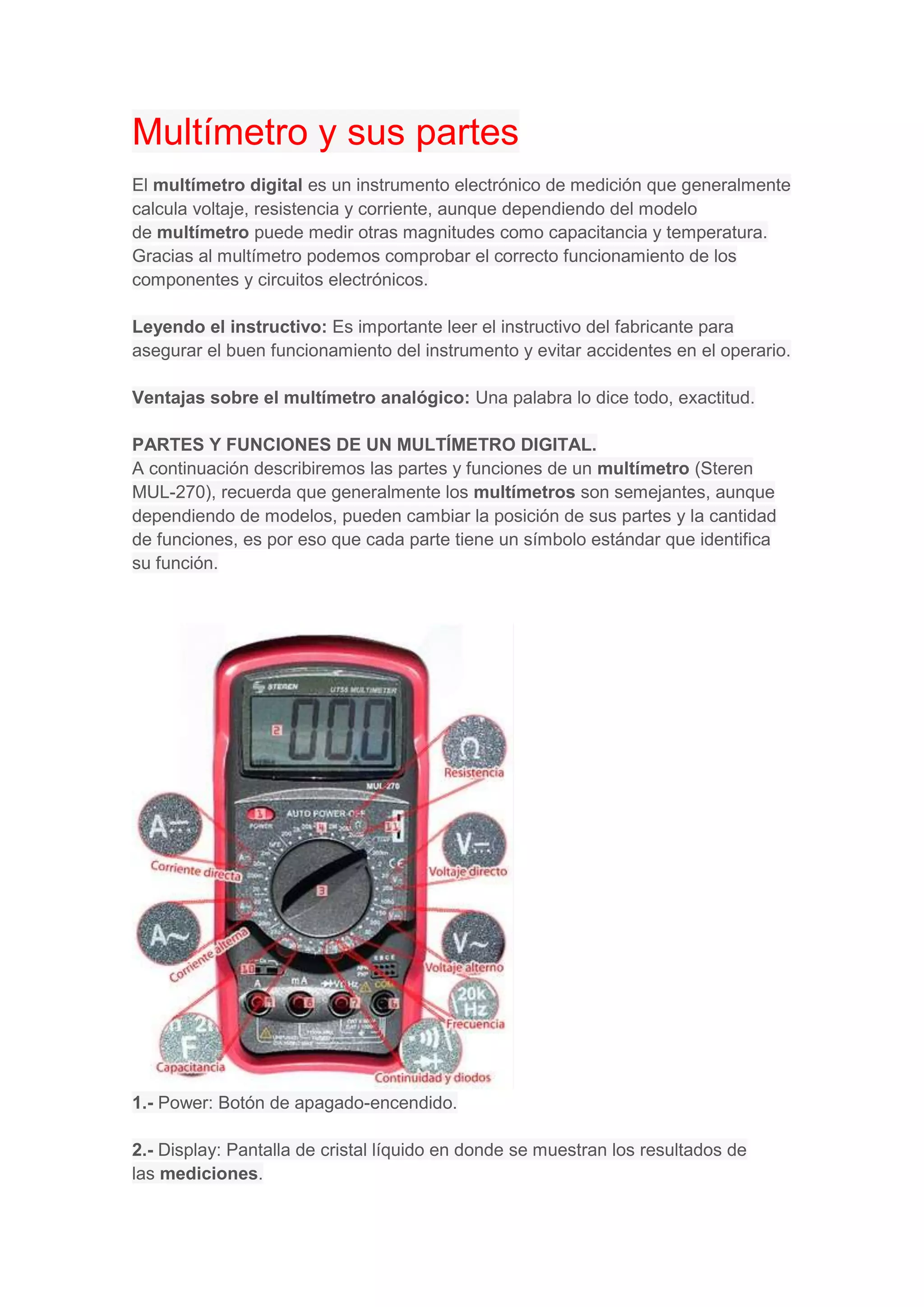 Multímetro y sus partes | DOCX