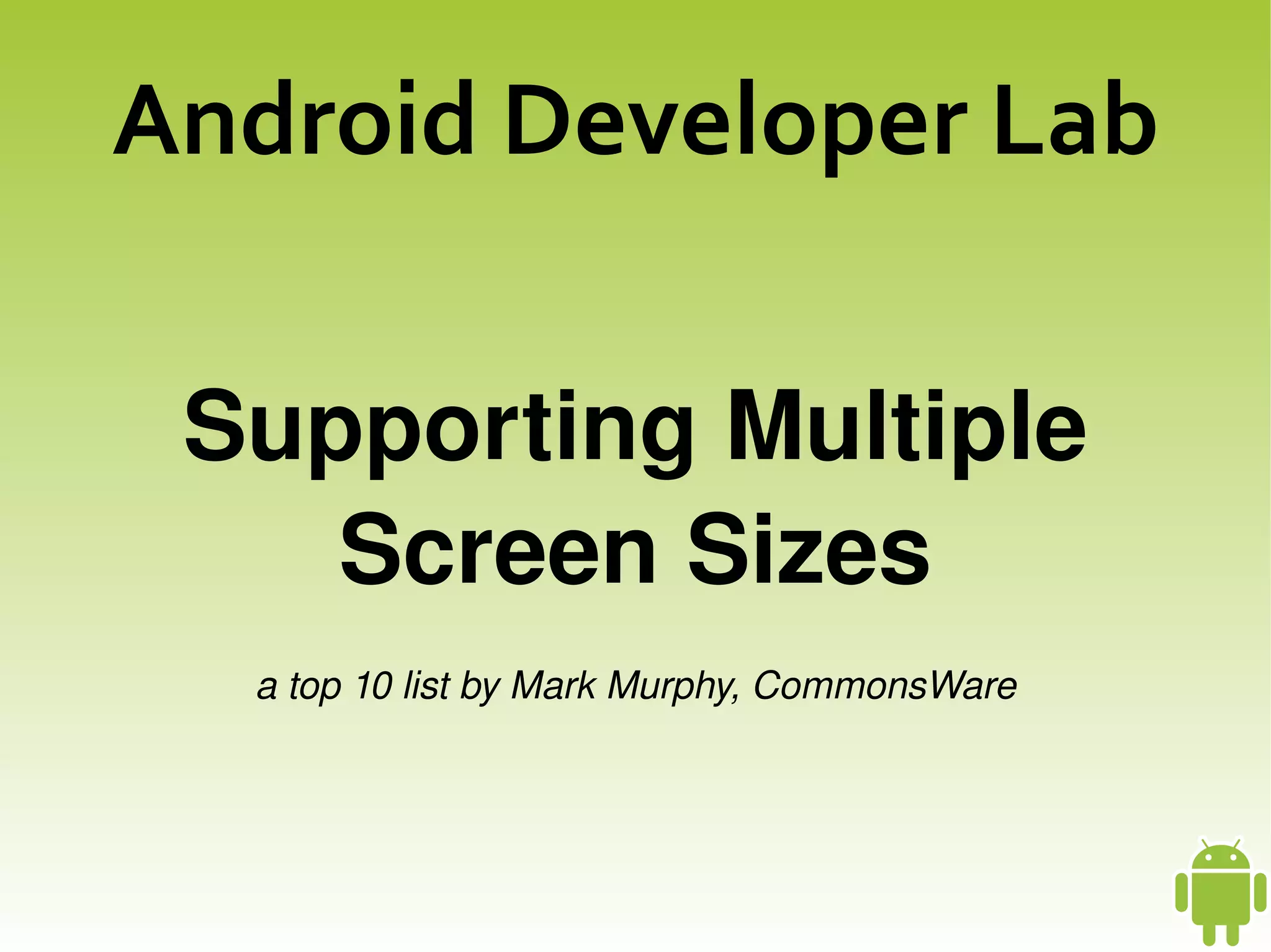Android Supporting Multiple Screen Sizes Pdf Operating Systems