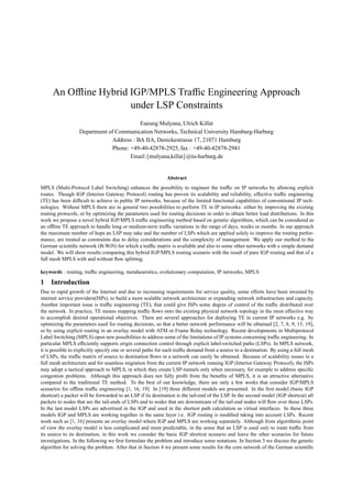 An Offline Hybrid IGP/MPLS Traffic Engineering Approach under LSP Constraints | PDF