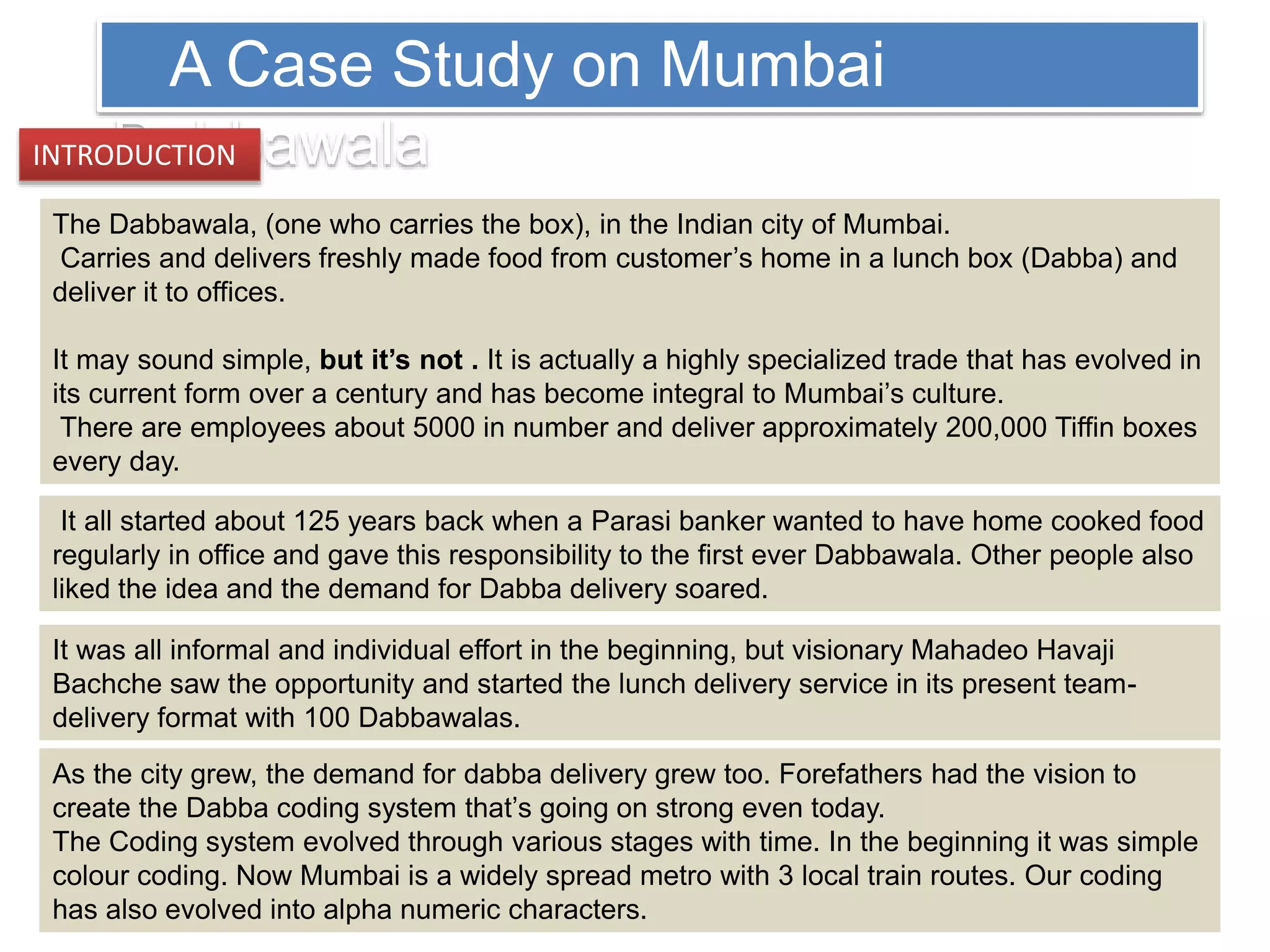 A Case Study of Mumbai Dabbawala | PPTX