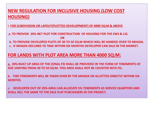 Development Control Regulations, Mumbai - Key points | PDF