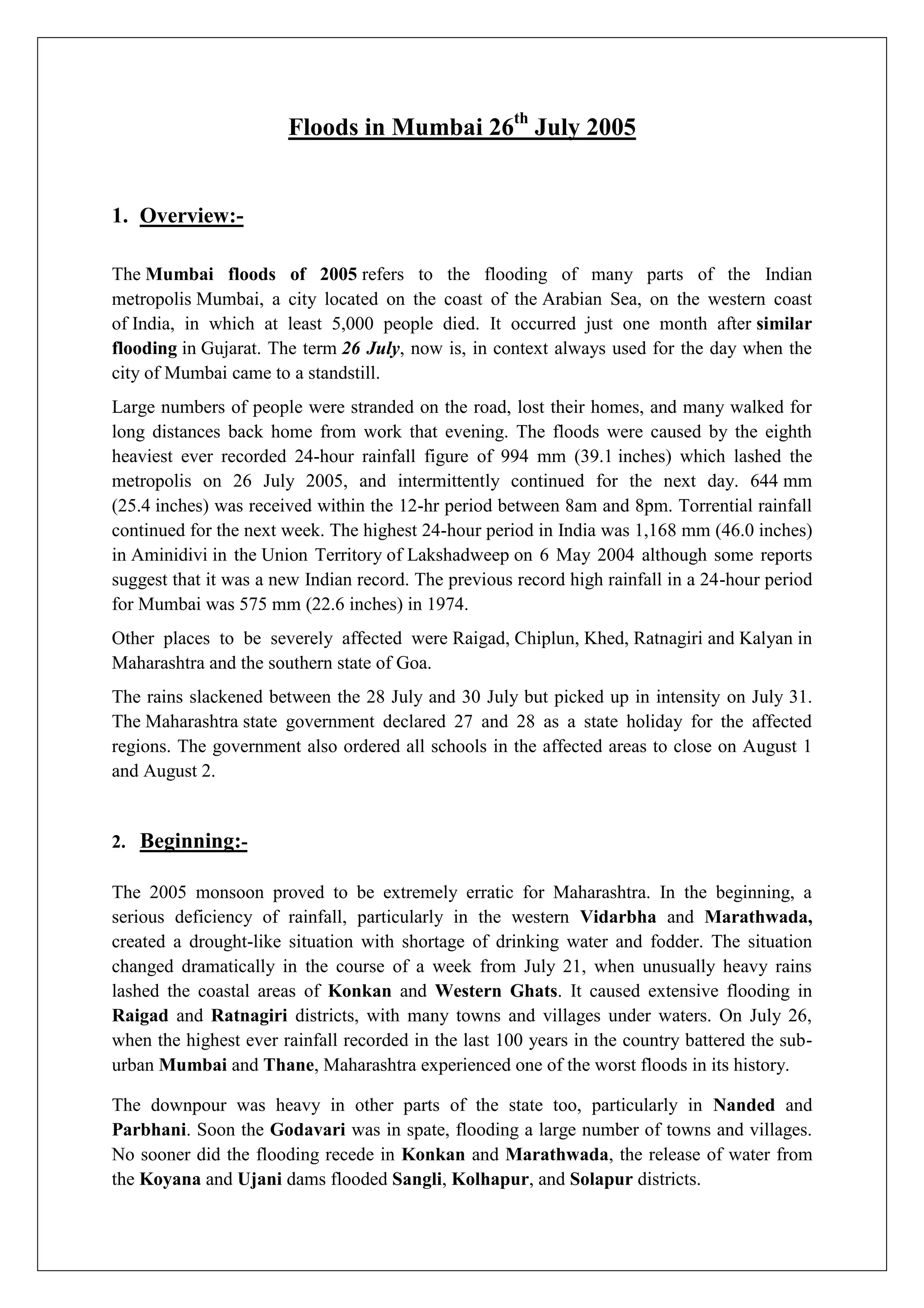 Mumbai floods 2005 | DOCX