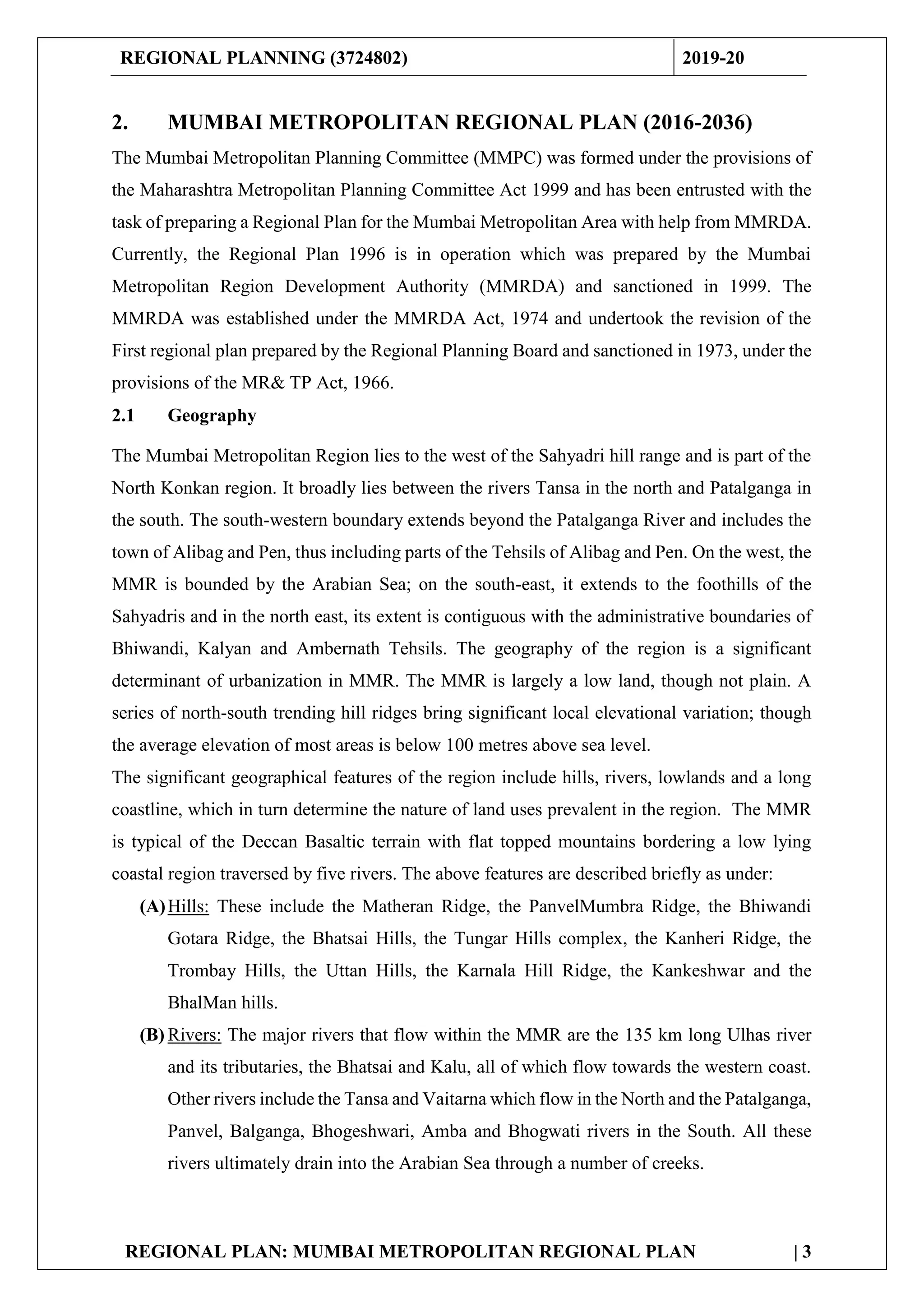 REGIONAL PLAN: A CASE OF MUMBAI METROPOLITAN REGION | PDF