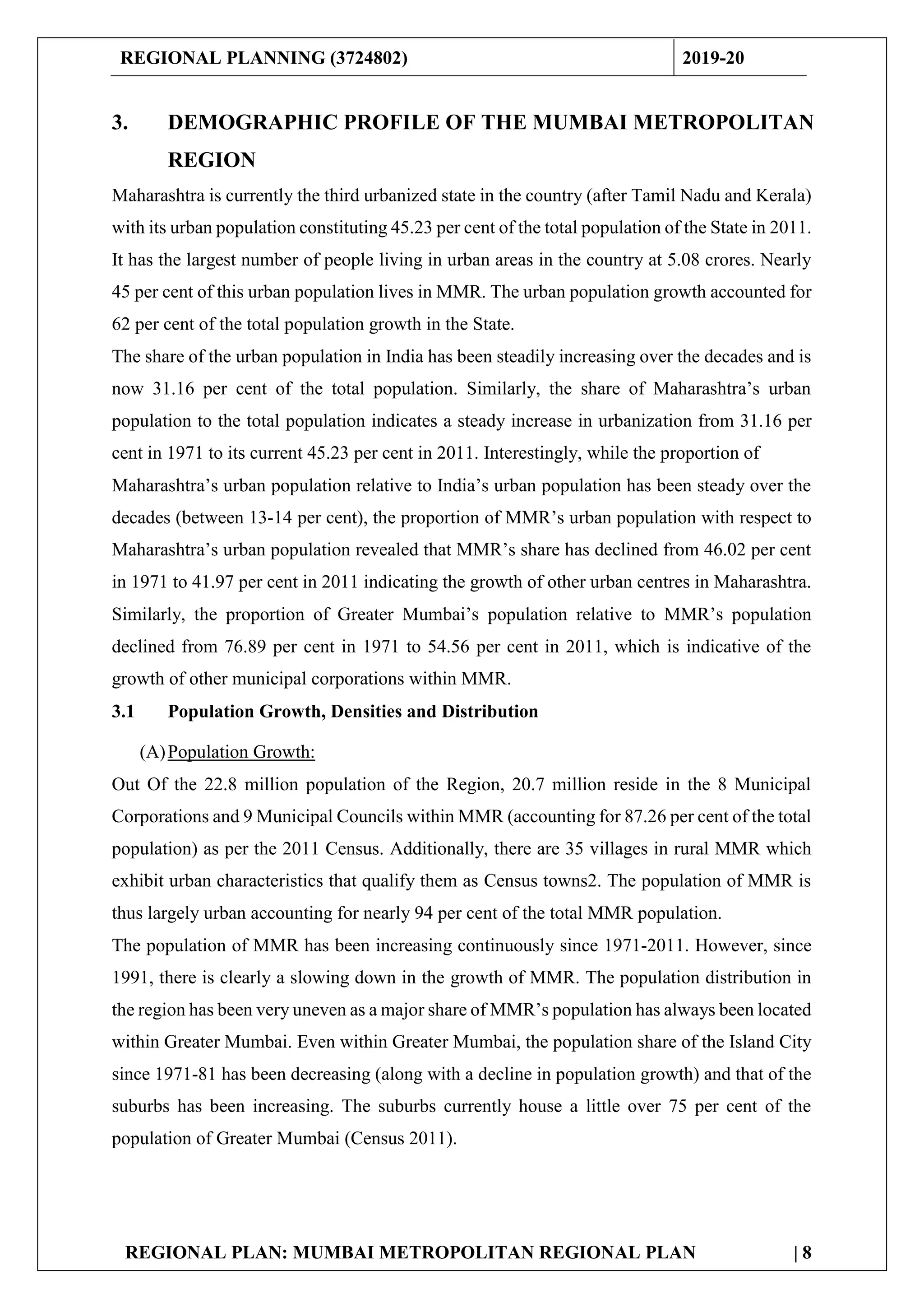 REGIONAL PLAN: A CASE OF MUMBAI METROPOLITAN REGION | PDF