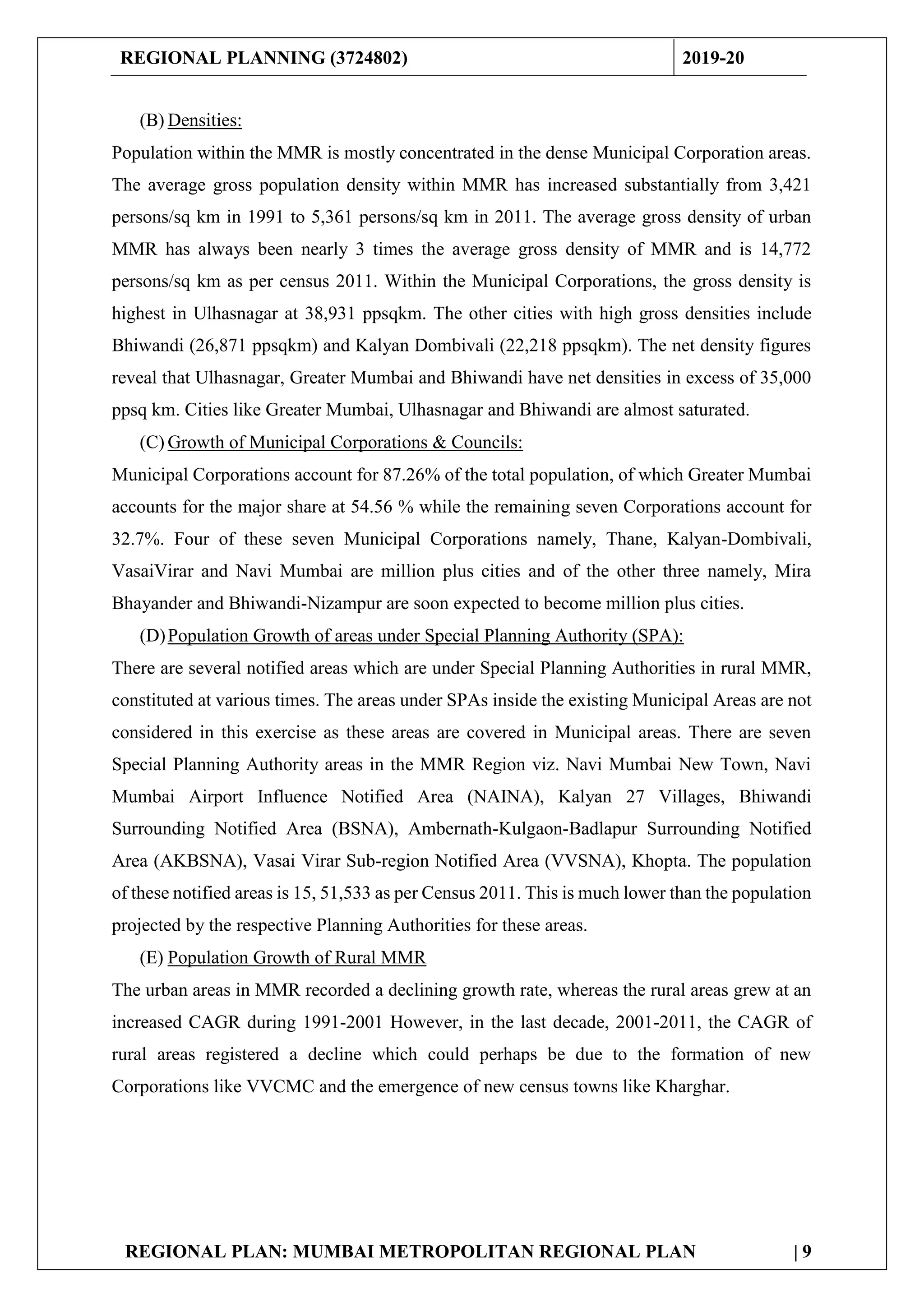 REGIONAL PLAN: A CASE OF MUMBAI METROPOLITAN REGION | PDF