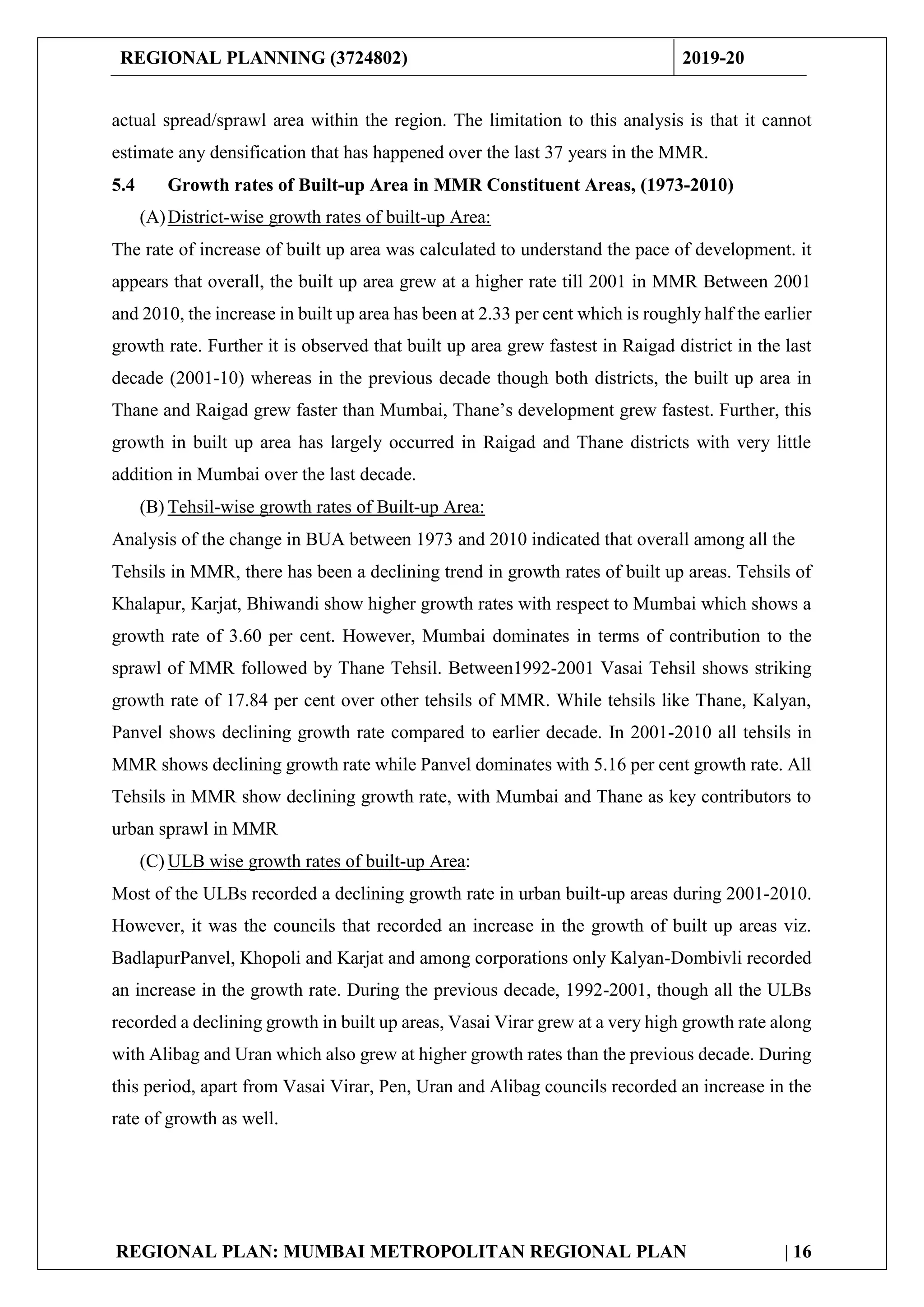 REGIONAL PLAN: A CASE OF MUMBAI METROPOLITAN REGION | PDF