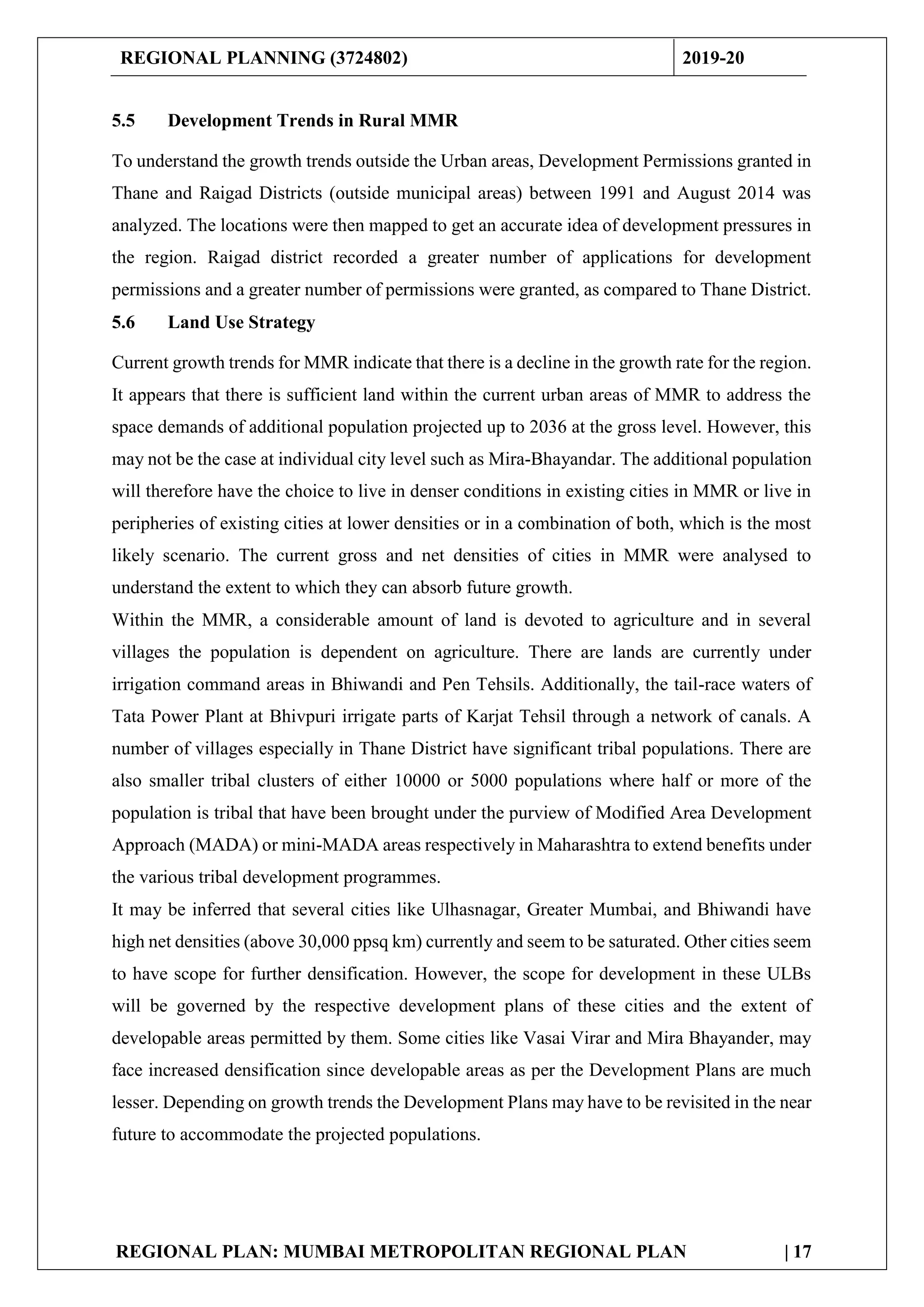 REGIONAL PLAN: A CASE OF MUMBAI METROPOLITAN REGION | PDF