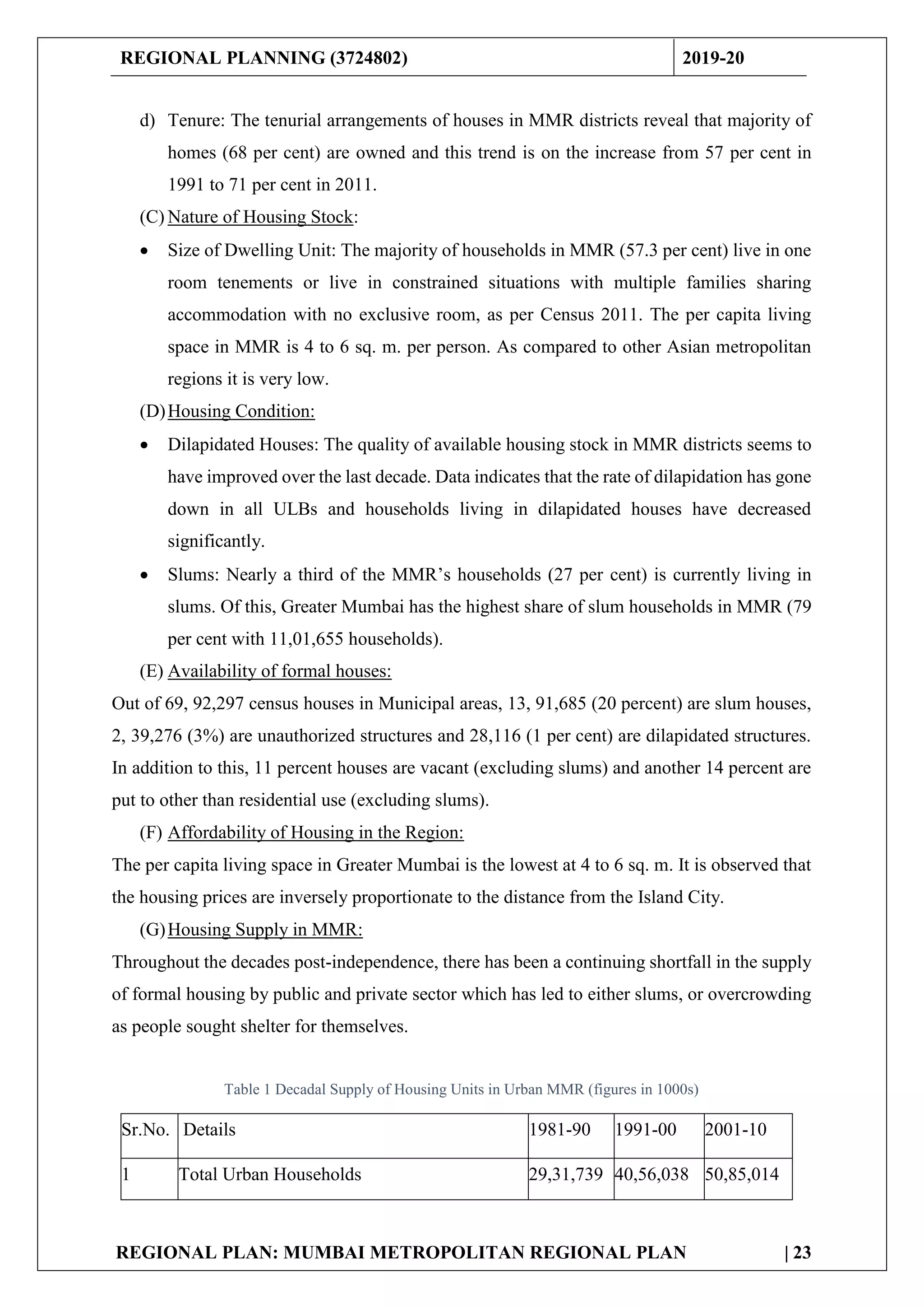 REGIONAL PLAN: A CASE OF MUMBAI METROPOLITAN REGION | PDF