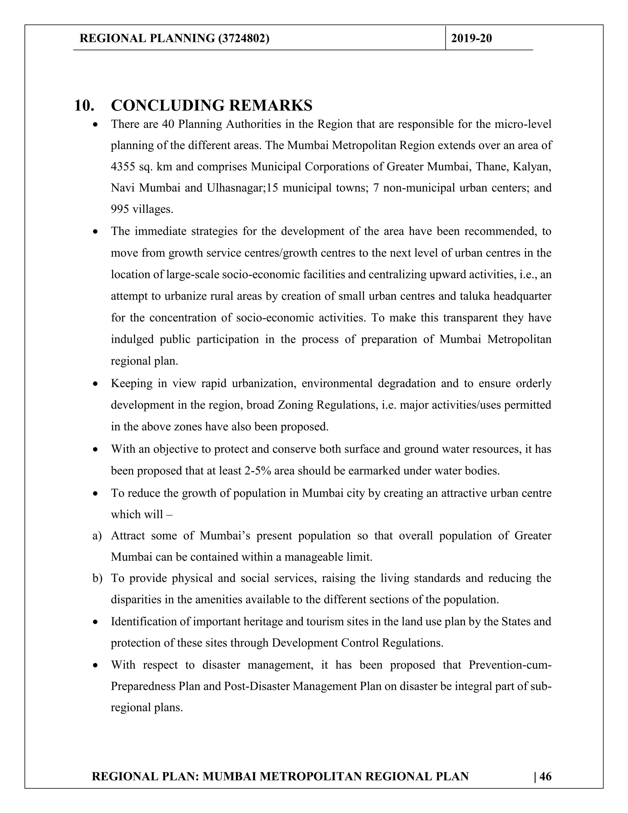REGIONAL PLAN: A CASE OF MUMBAI METROPOLITAN REGION | PDF