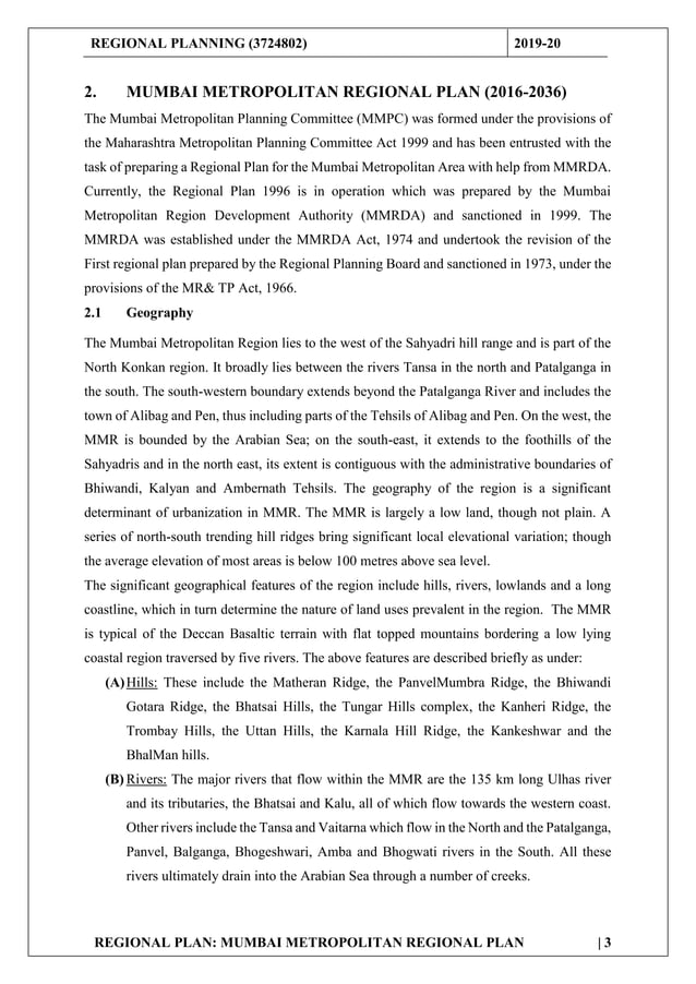 REGIONAL PLAN: A CASE OF MUMBAI METROPOLITAN REGION | PDF