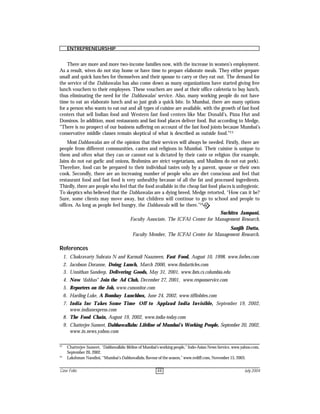 Mumbai Dabbawalas.pdf | World Cuisines | Food & Drink