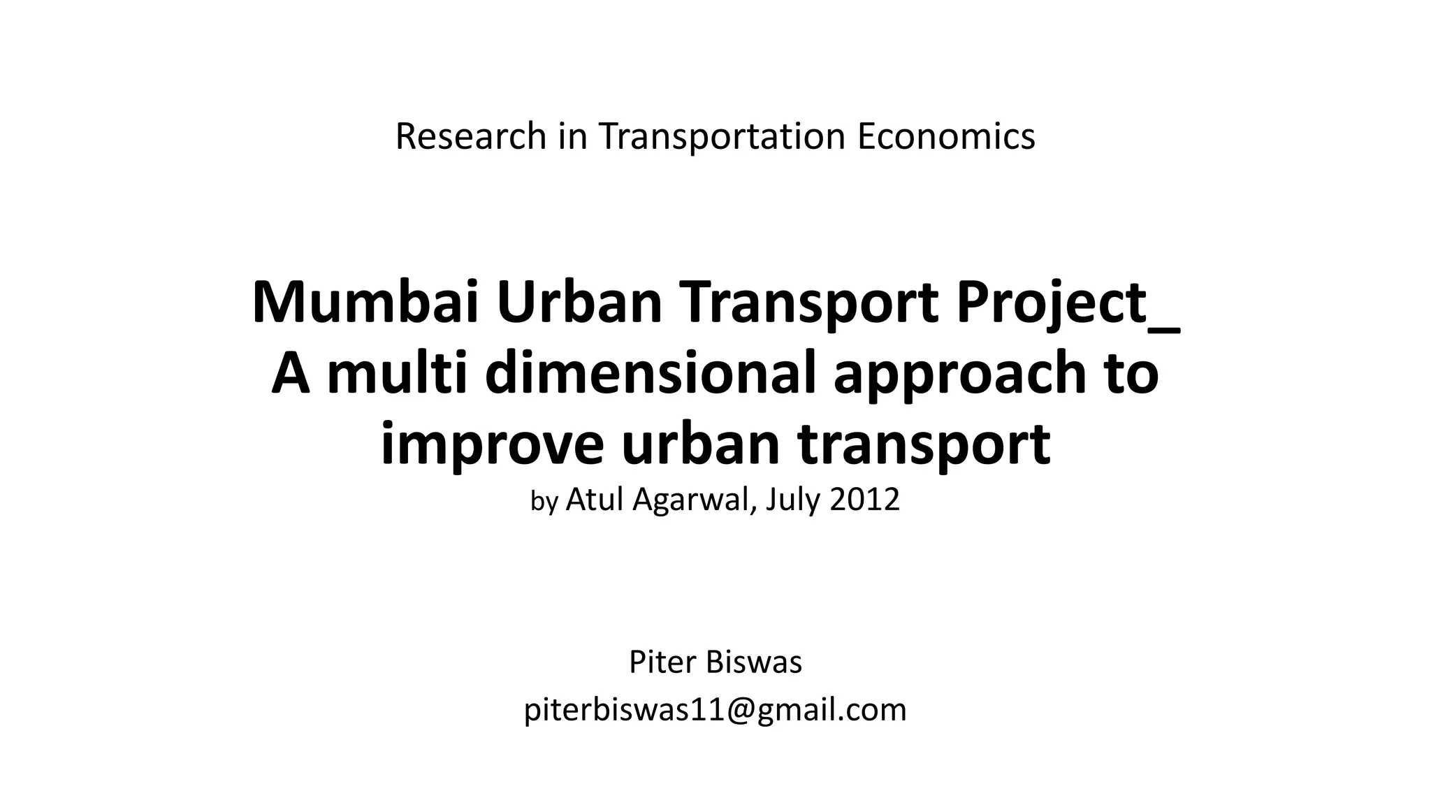 Mumbai Urban Transport Project Study | PPTX