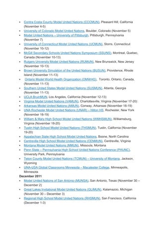 MUN Schedule 2011-2012 | DOCX | Education