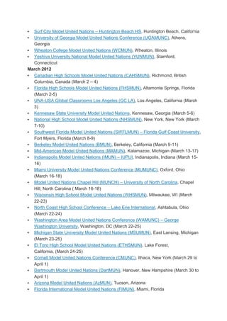 MUN Schedule 2011-2012 | DOCX | Education