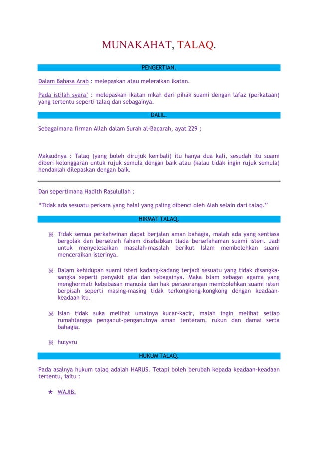 Munakahat, talaq. | DOCX