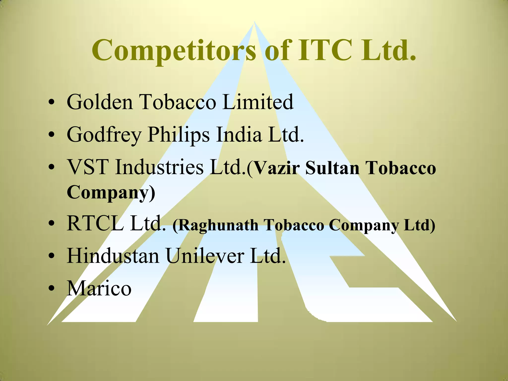 PPT OF ITC (INDIA TOBACCO COMAPANY) | PPTX