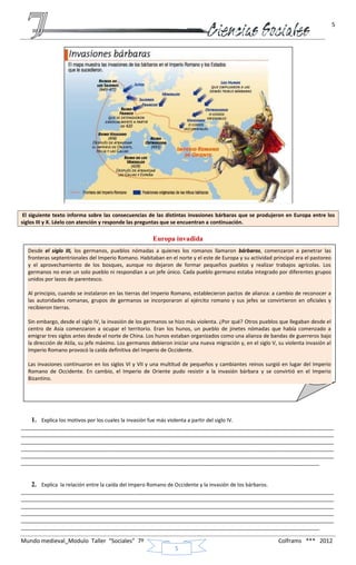 Mundo medieval modulo taller_ sociales_ 7 | PDF