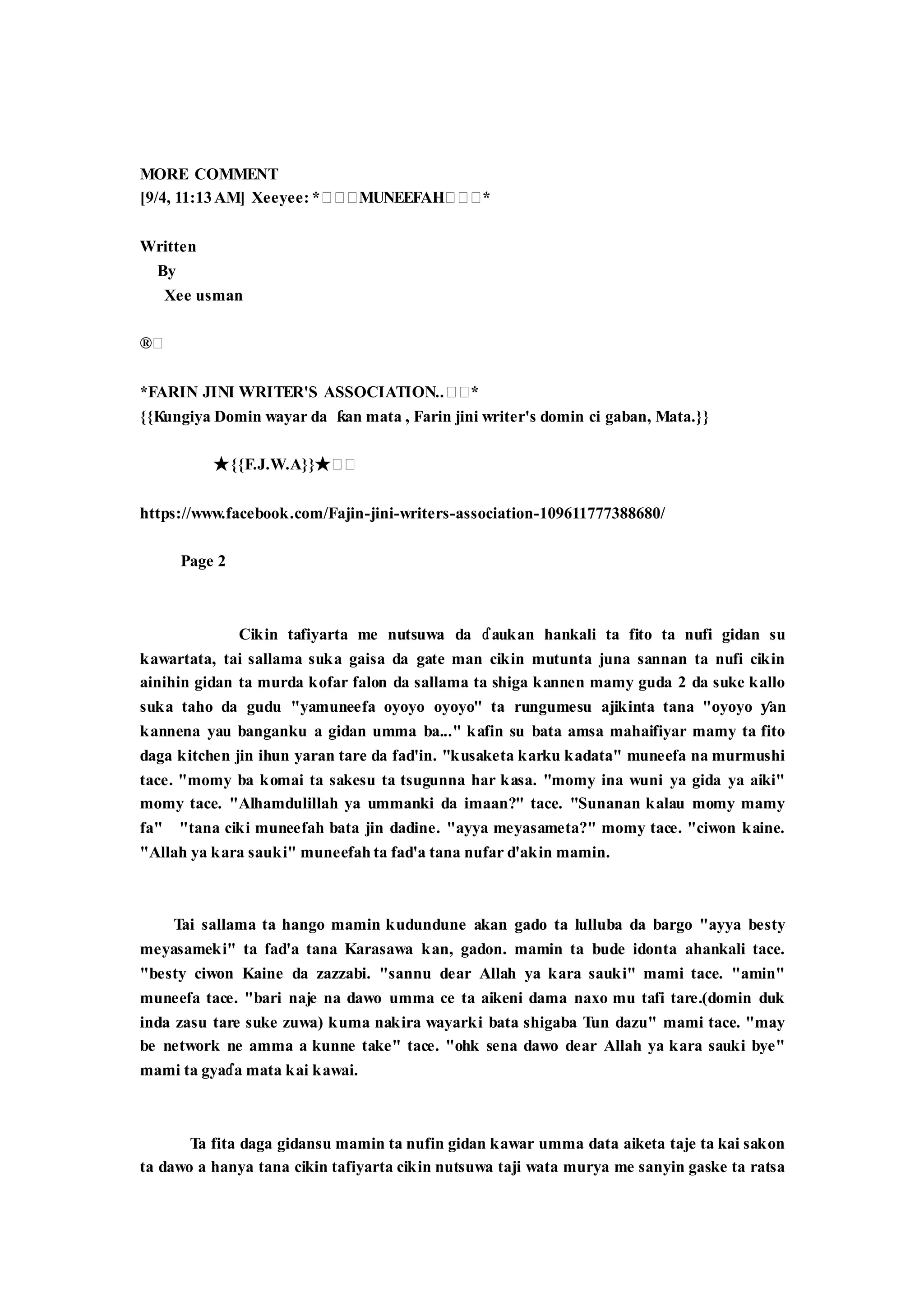 MUFEEDAH HAUSA NOVELS | DOC