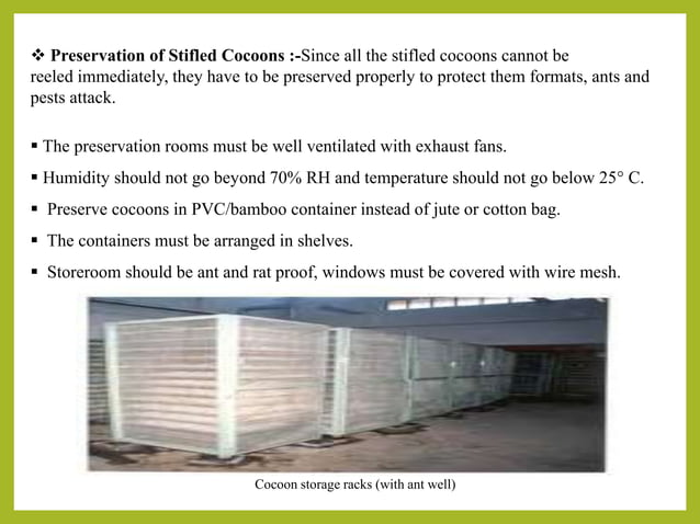 Sericulture - Post Cocoon Technology / Processing of Cocoons | PPTX ...