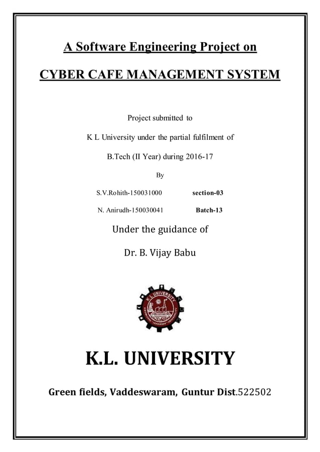 A Software Engineering Project On Cyber Cafe Management Pdf