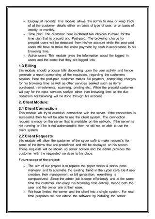 A Software Engineering Project on Cyber cafe management | DOCX