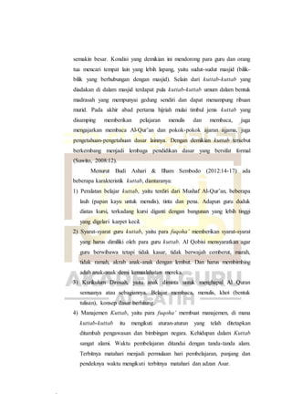 Mungkinkah Kuttab Menjadi Kurikulum Nasional | DOCX