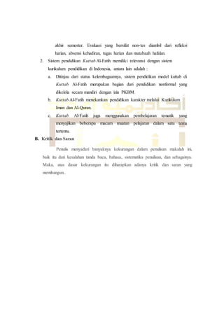 Mungkinkah Kuttab Menjadi Kurikulum Nasional | PDF