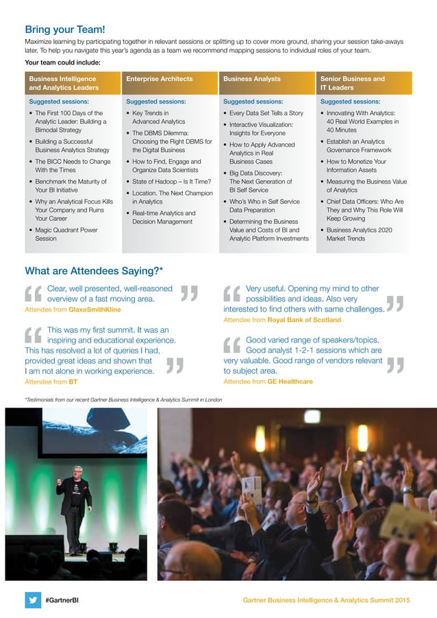 Gartner Business Intelligence & Analytics Summit Brochure | PDF
