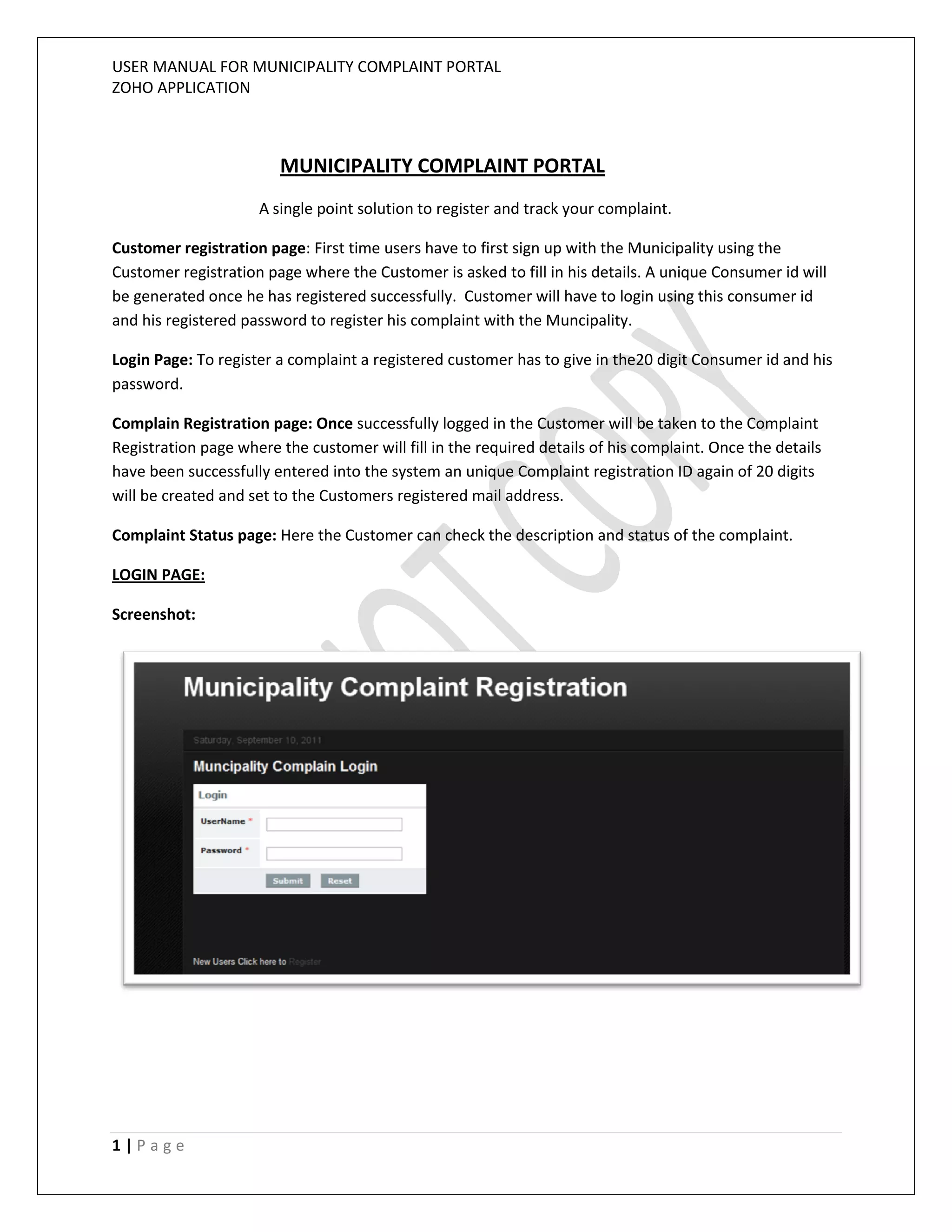 Municipality complaint portal | PDF