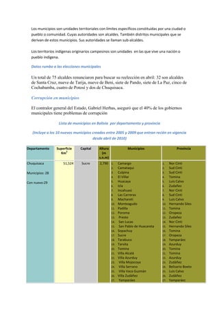 Municipios bolivia | PDF