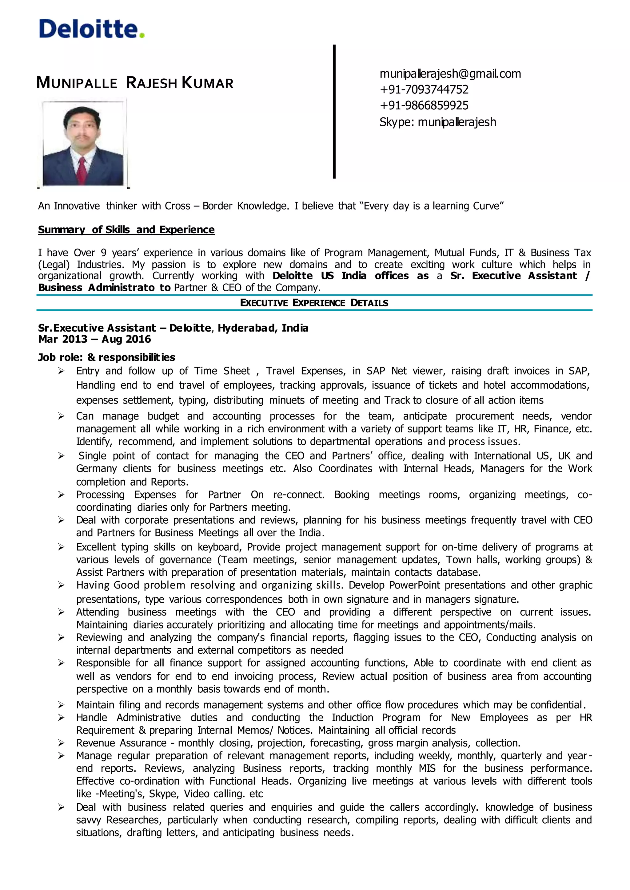 Executive Assistant _Deloitte | PDF