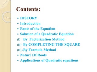 QUADRATIC EQUATIONS | PPT