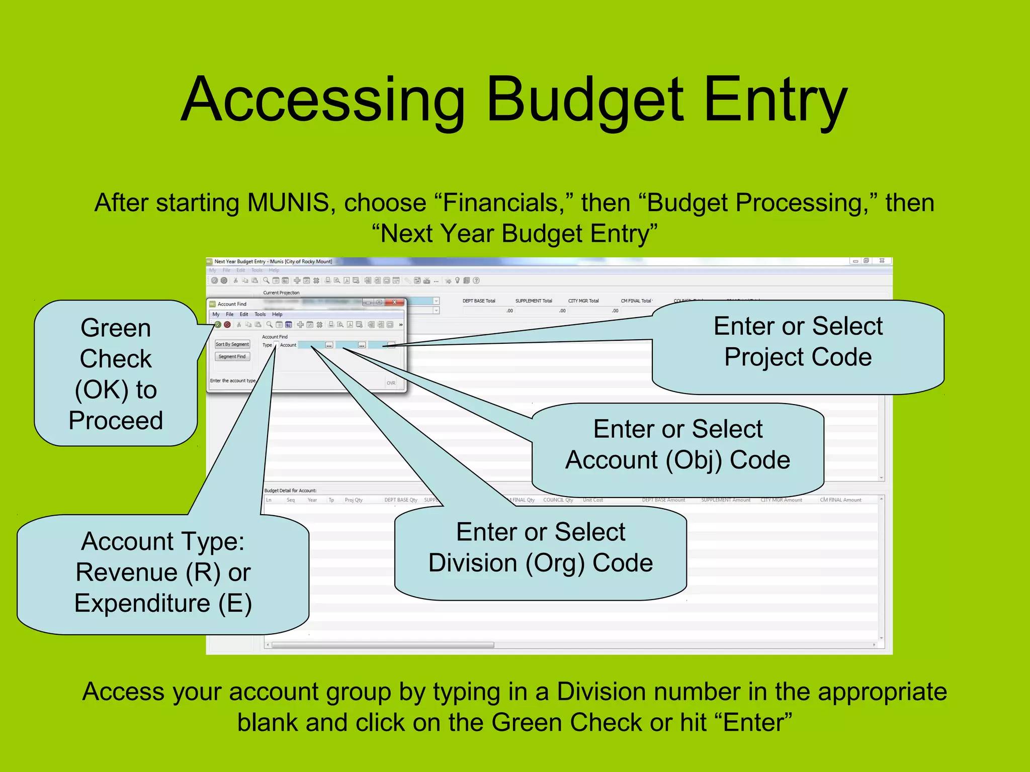 MUNIS Budget Tutorial 02-2014 | PPT