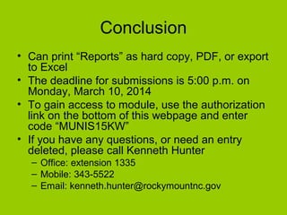 MUNIS Budget Tutorial 02-2014 | PPT