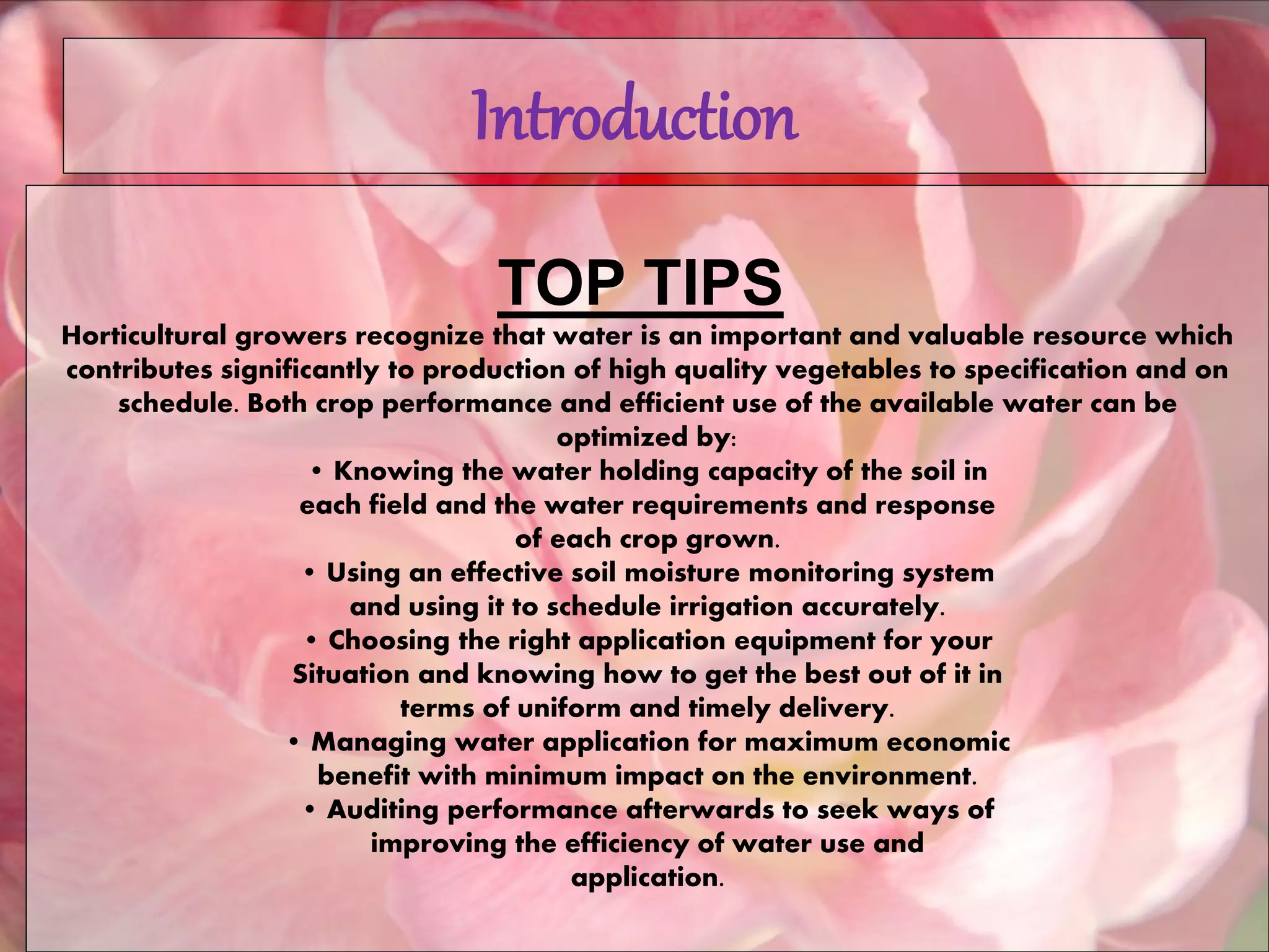 Water Management in Horticultural Crops | PPTX