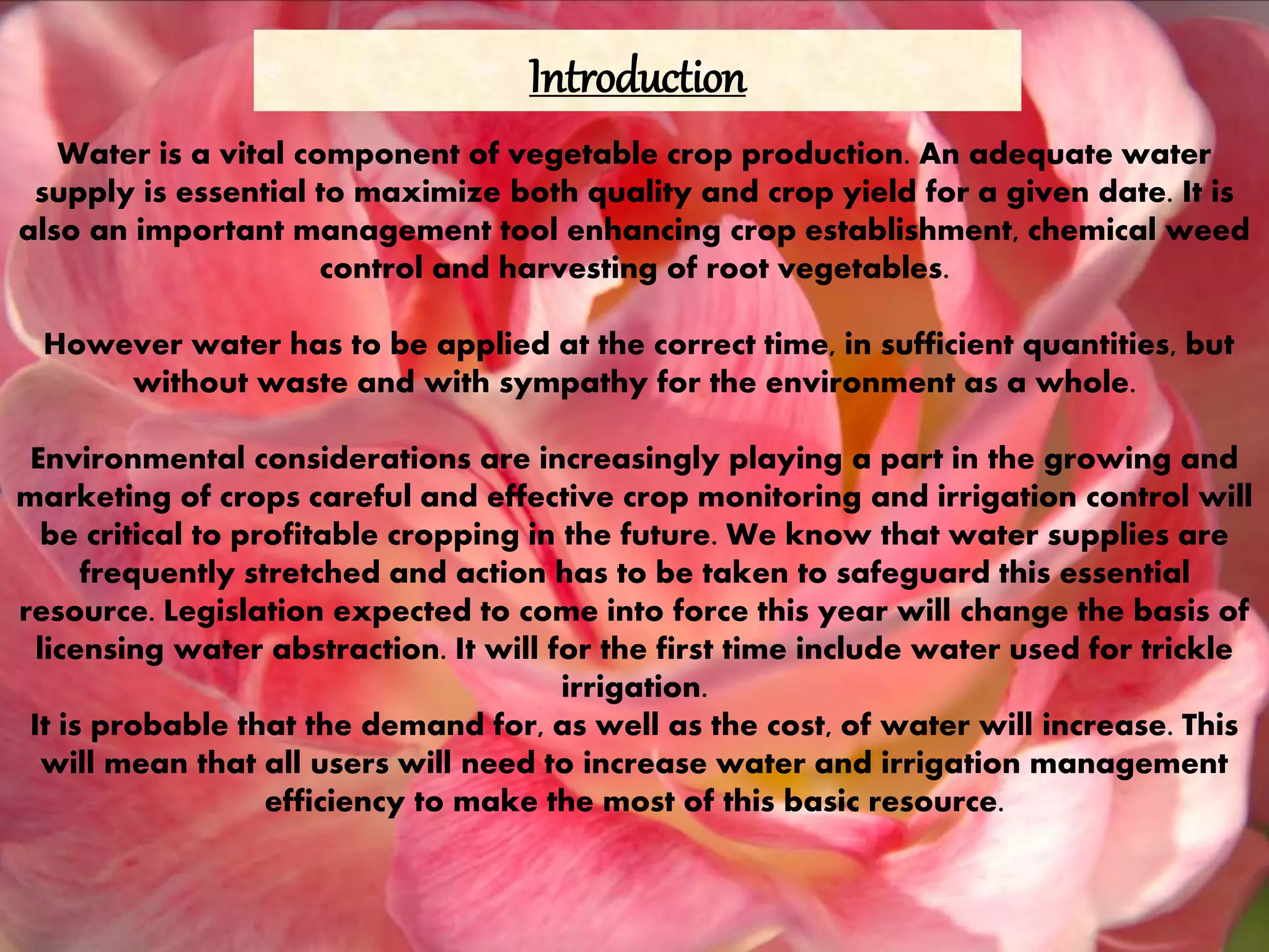 Water Management in Horticultural Crops | PPTX