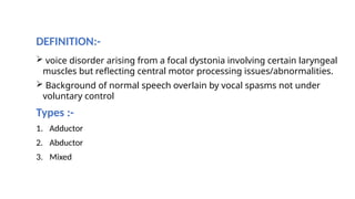 speech and voice disorders very important | PPTX