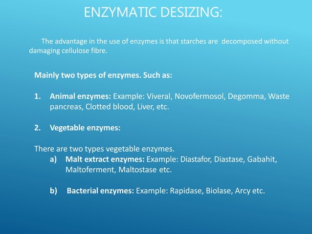 Presentation on Textile Desizing | PPTX | Chemistry | Science