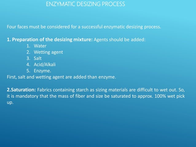 Presentation on Textile Desizing | PPTX | Chemistry | Science