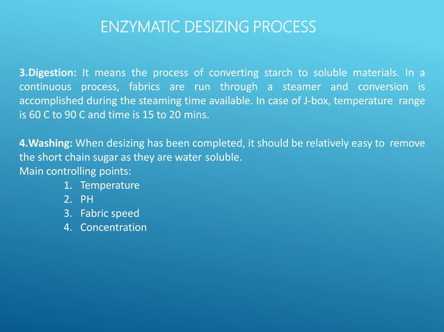 Presentation on Textile Desizing | PPTX | Chemistry | Science