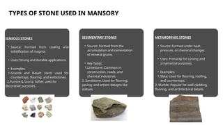 Stone Mansory Presentation for civil and architecture stdents. | PPTX