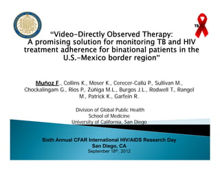 Video Directly Observed Therapy for HIV and TB patients | PPT