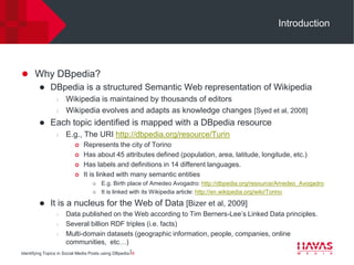 Identifying Topics in Social Media Posts using DBpedia | PPTX