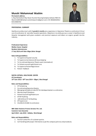 Munshi mohammad washim cv | PDF