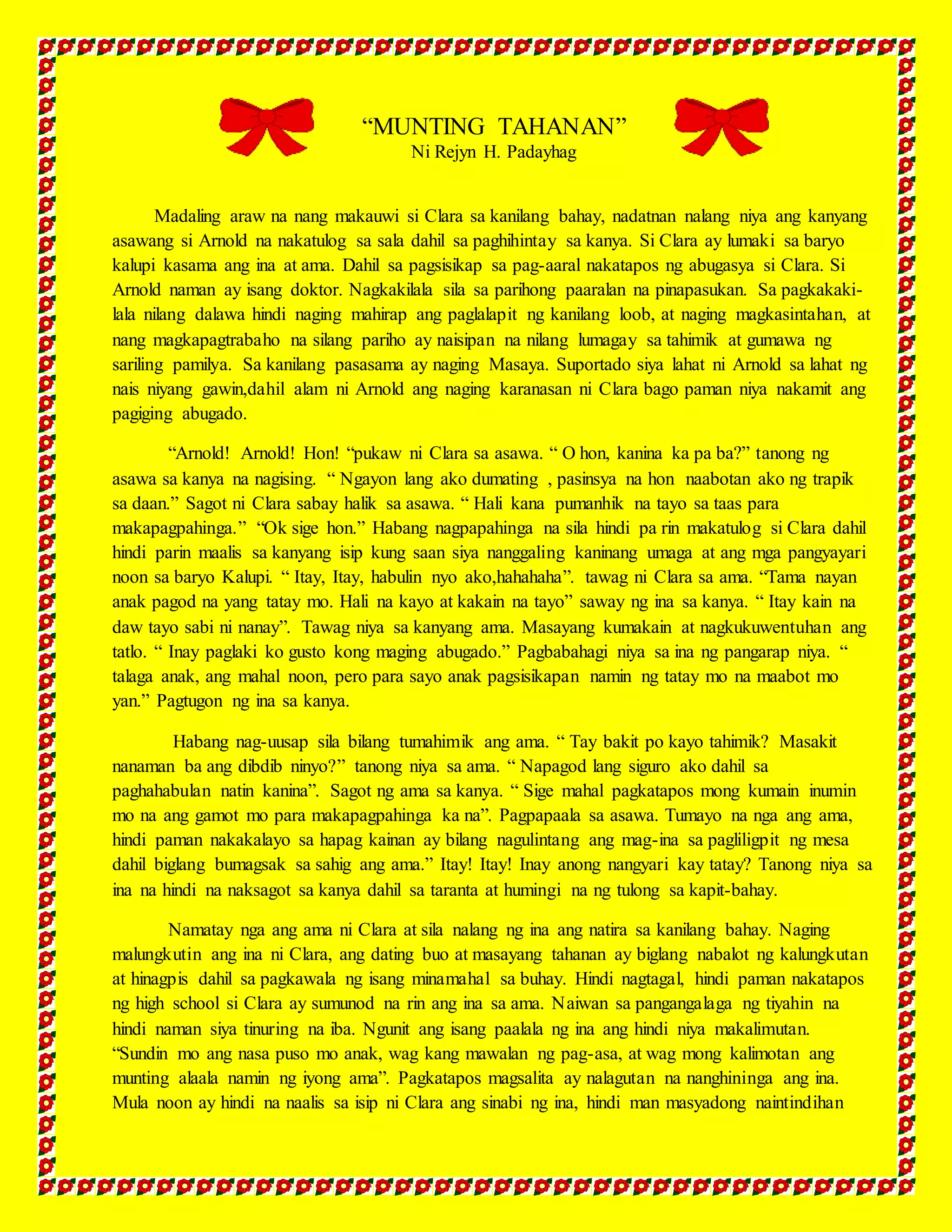 "Munting tahanan" - Rejyn H. Padayhag | DOCX