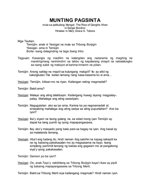 Munting Pagsinta | DOCX