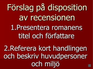 Muntlig presentation av roman | PPS